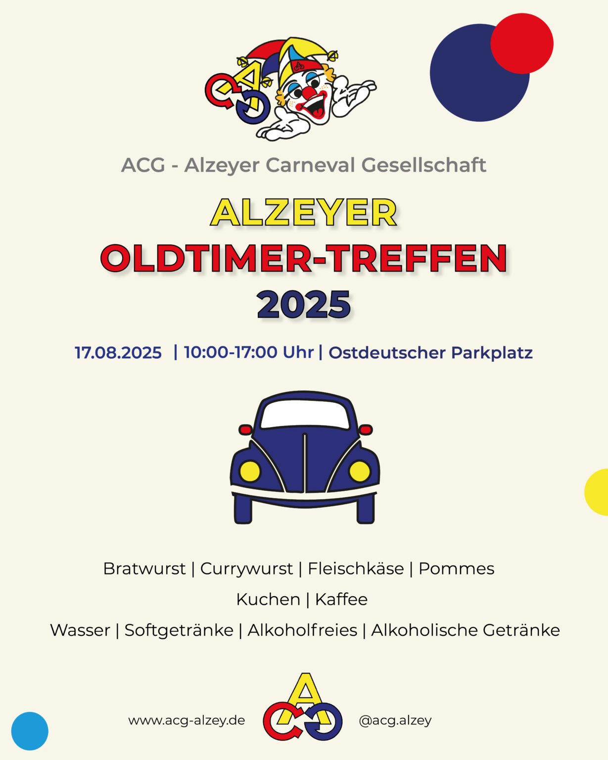 Ankündigung Oldtimer-Treffen 2025 - Alzeyer Carneval Gesellschaft